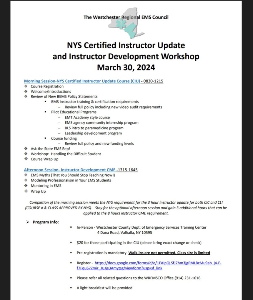 NYS Certified Instructor Update & Instructor Development Workshop March ...